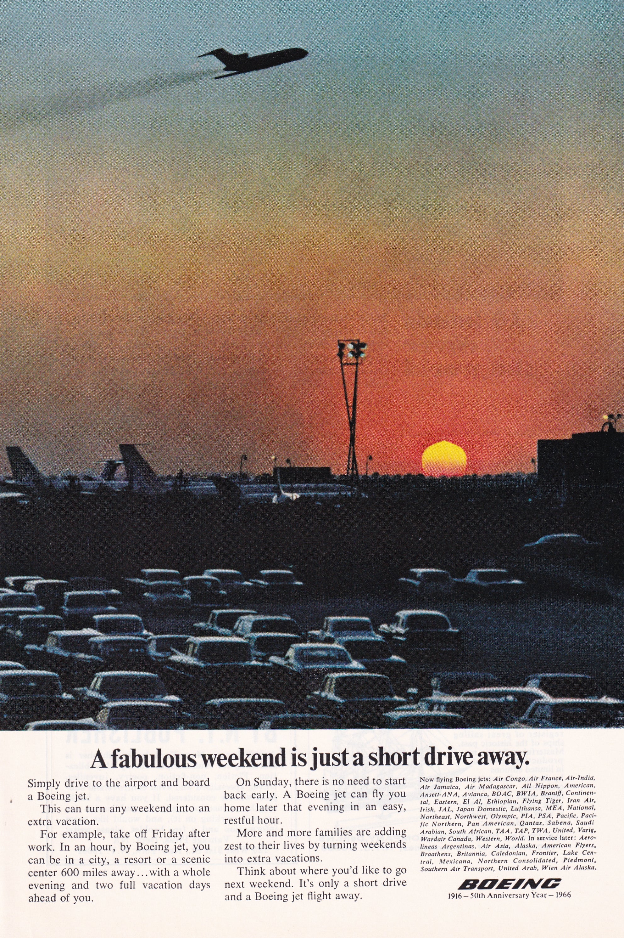 1966 Original Vintage Magazine Ad - Boeing Jet - 50th Anniversary ...